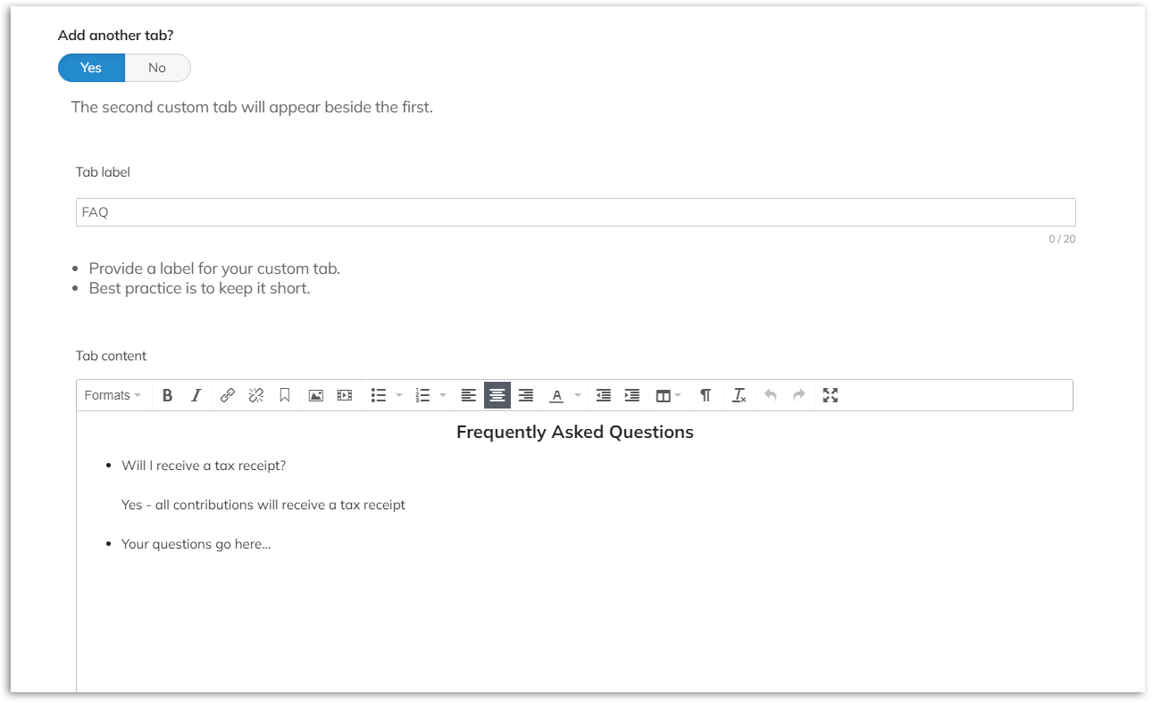 How to add extra campaign story tabs - ConnectionPoint Help Center
