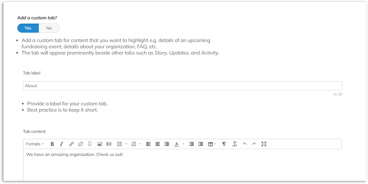How to add extra campaign story tabs - ConnectionPoint Help Center