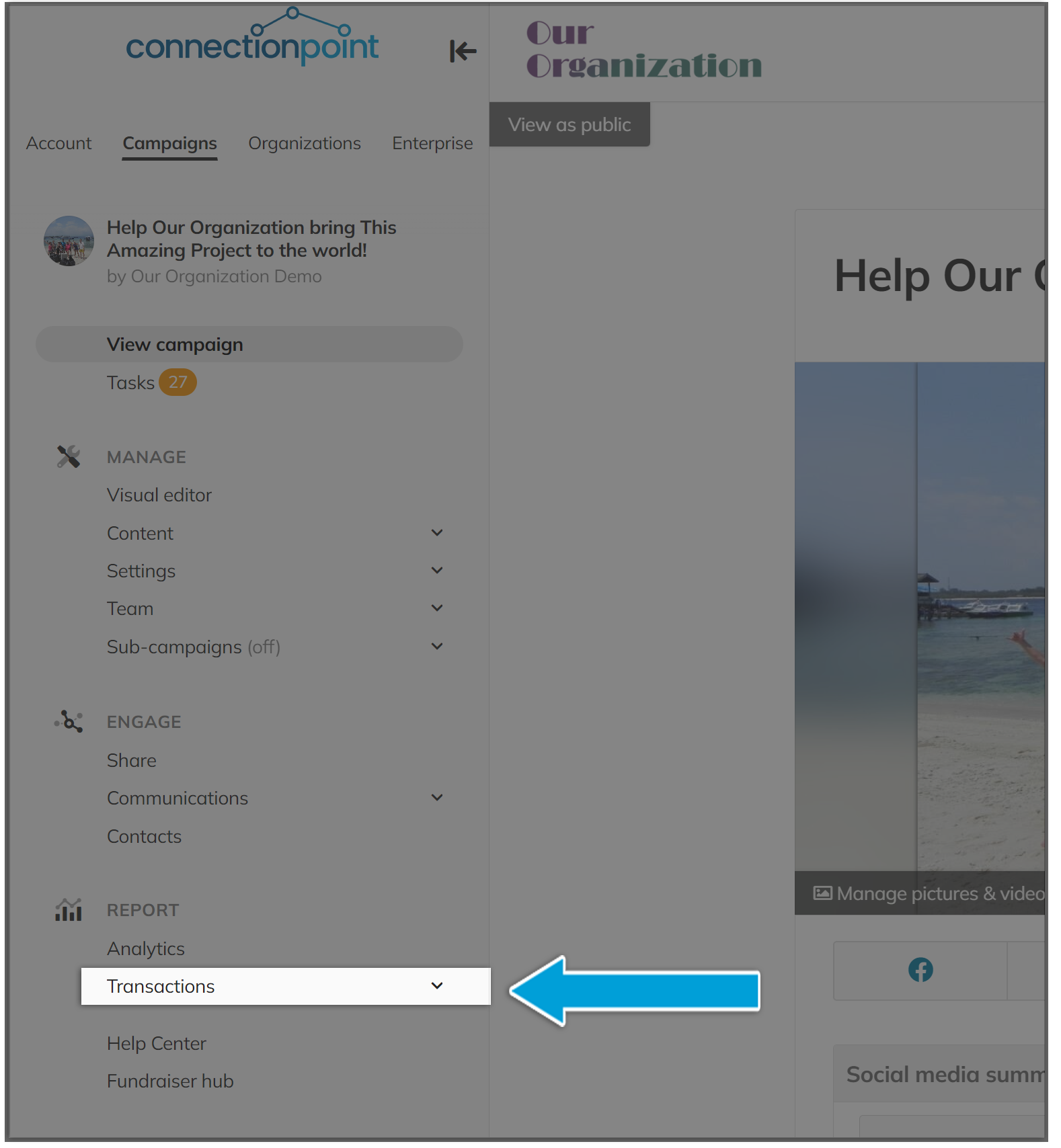 Campaign transaction details