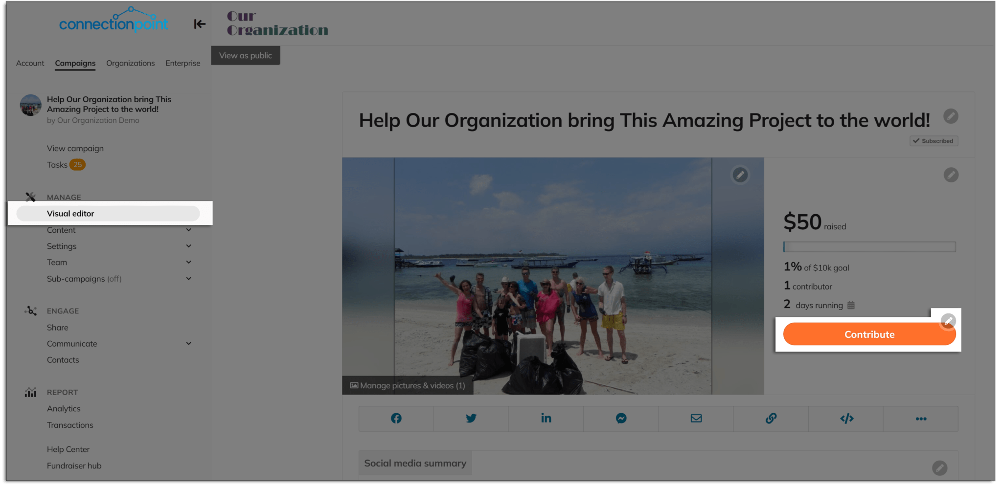 How to customize the 'Contribute' button