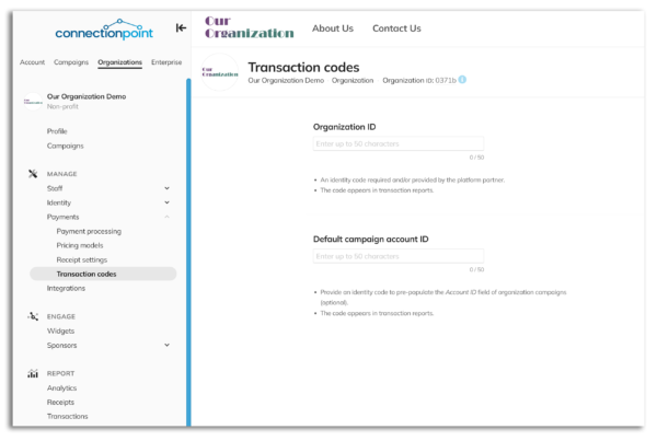 Transaction codes: Identifying campaign transactions