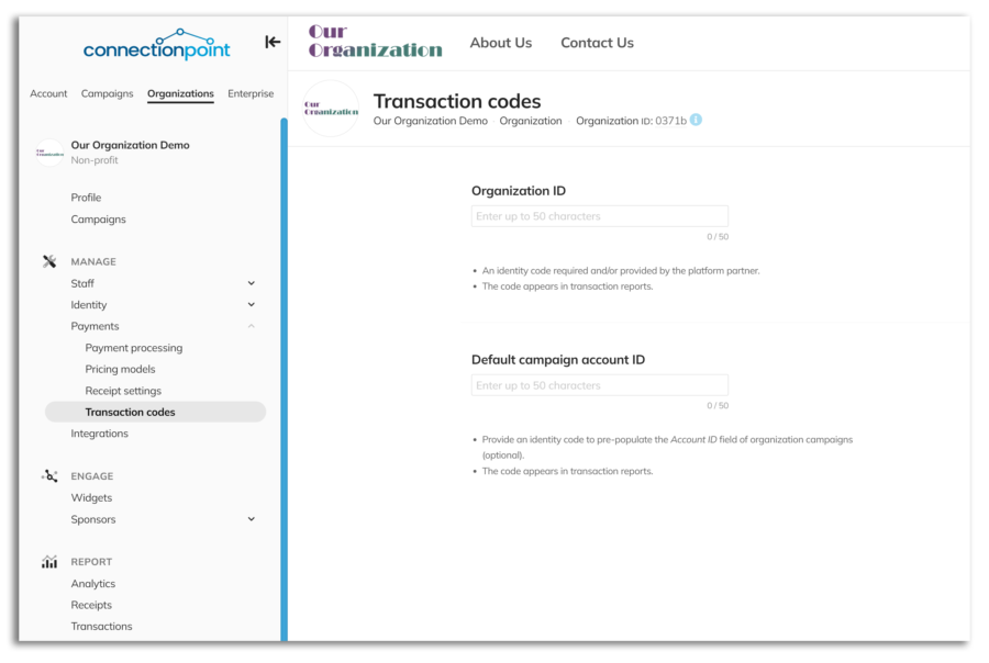 Transaction codes: Identifying campaign transactions