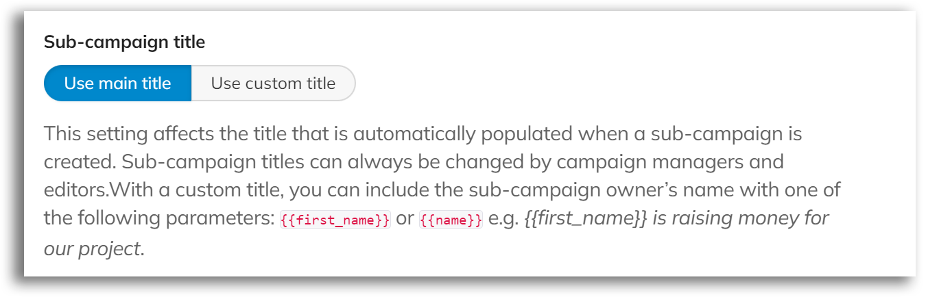 How to set a sub-campaign title template