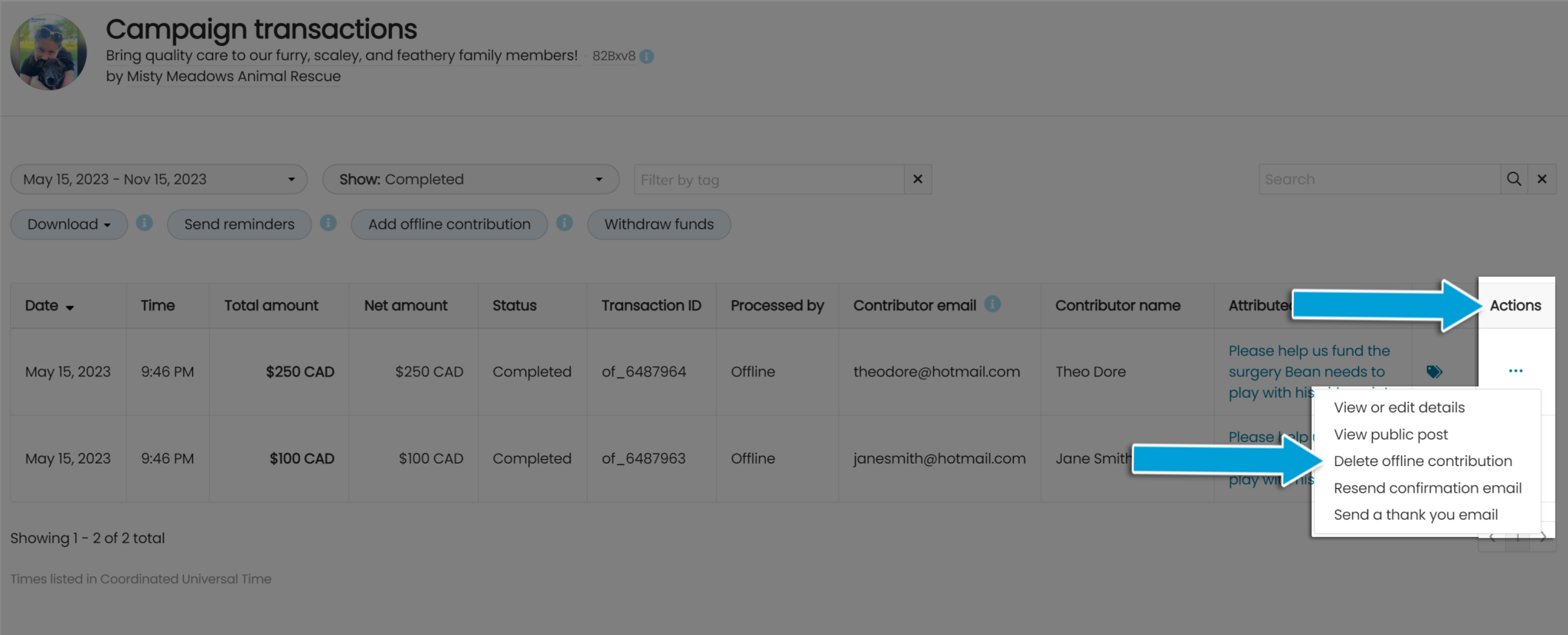 How to add offline contributions - ConnectionPoint Help Center