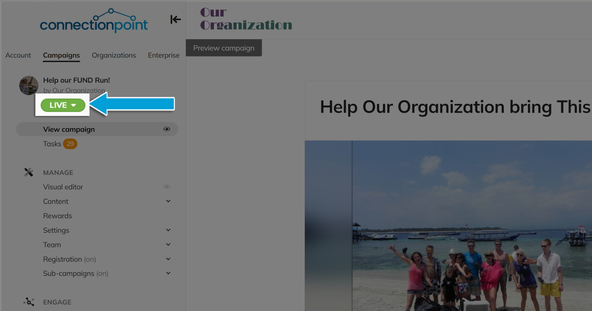 Launch your campaign - ConnectionPoint Help Center